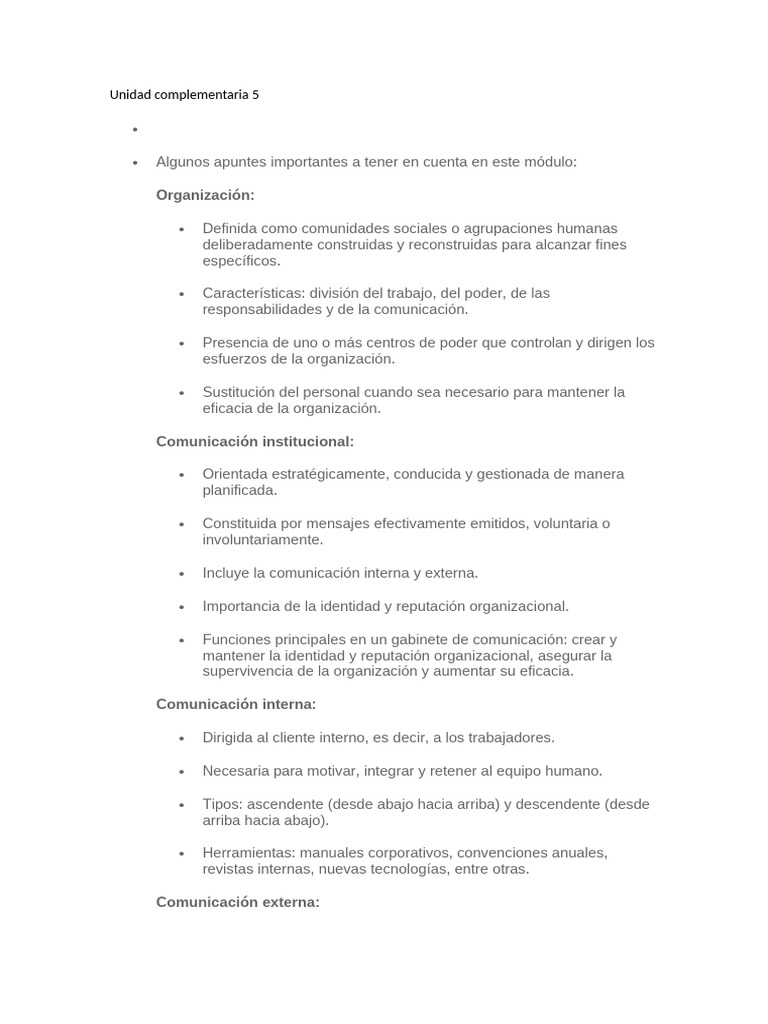 Unidad Complementaria 5 | PDF