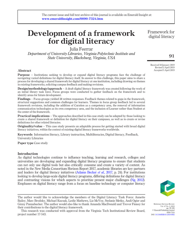 Development of A Framework of Digital Literacy | PDF | Information ...