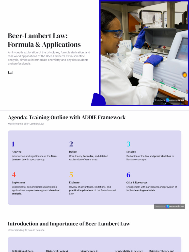 Beer-Lambert Law - Formula & Applications | PDF