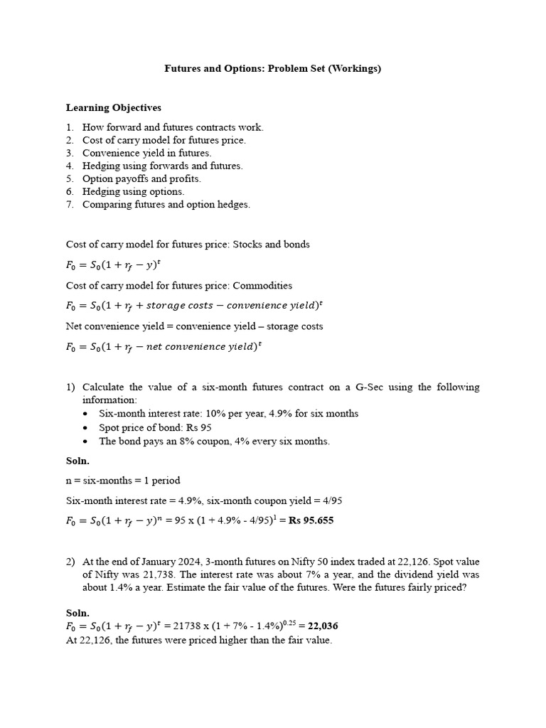 A8-9. Futures and Options Workings | PDF | Put Option | Option (Finance)