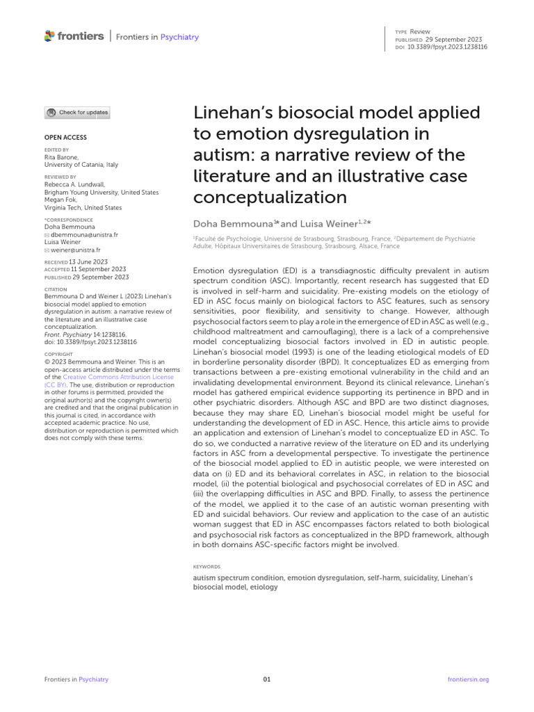 Linehans Biosocial Model Applied To Emotion Dysre | PDF | Borderline ...