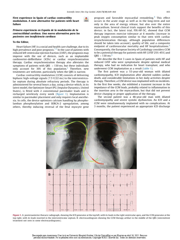 First Experience in Spain of Cardiac Contractility Modulation | PDF ...