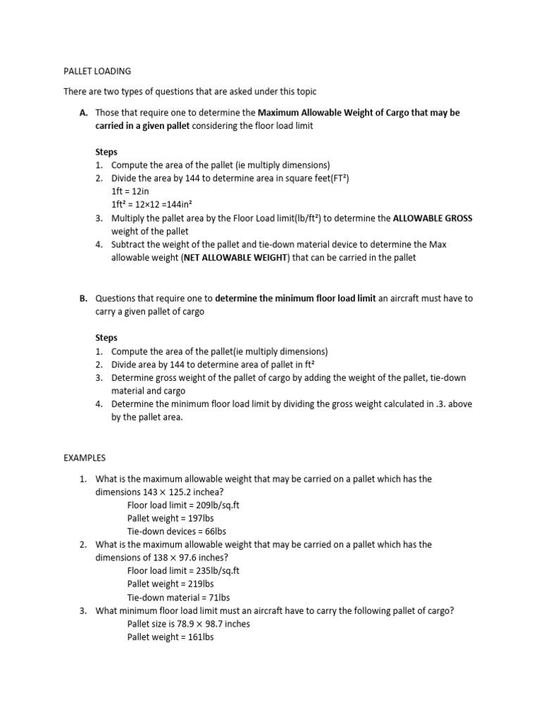 Pallet Loading W&B | PDF
