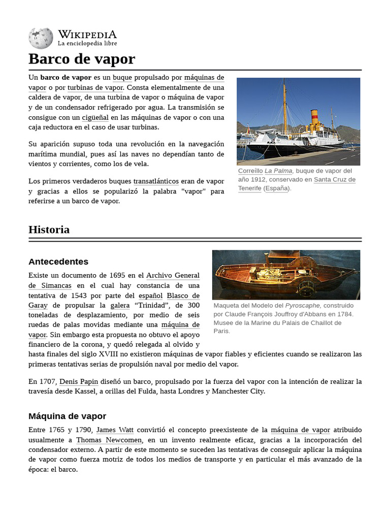 Barco de Vapor | PDF | Buque de vapor | Transporte de agua