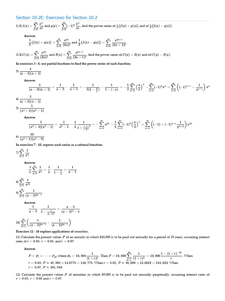 Power Series and Annuities Exercises | PDF | Present Value ...