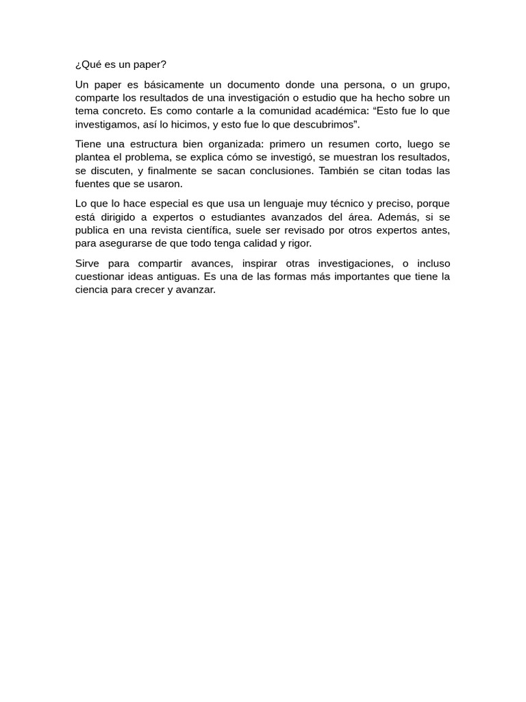 Definición y función de un paper | PDF