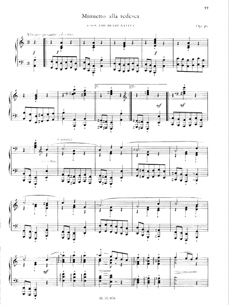 Minuetto Alla Tedesca - Op 46 | PDF