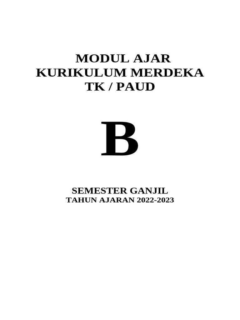 Modul Ajar TK B Semester 1 Kurikulum Merdeka | PDF