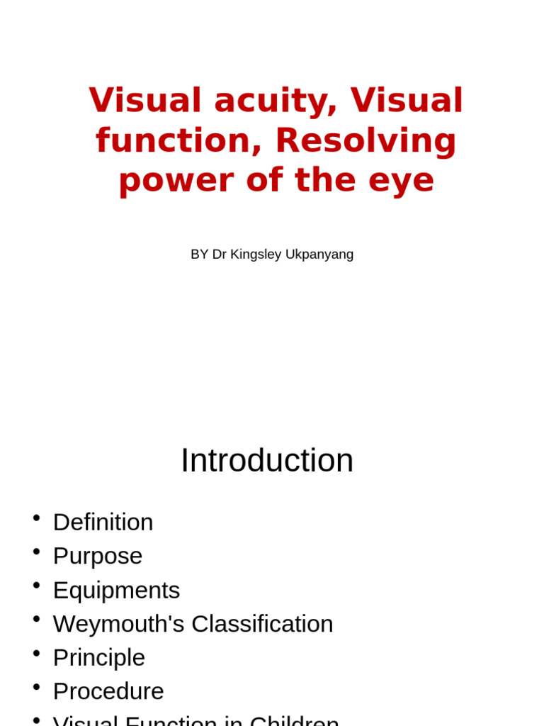 Visual Acuity, Visual Function, Resolving Power of The Eye | PDF ...