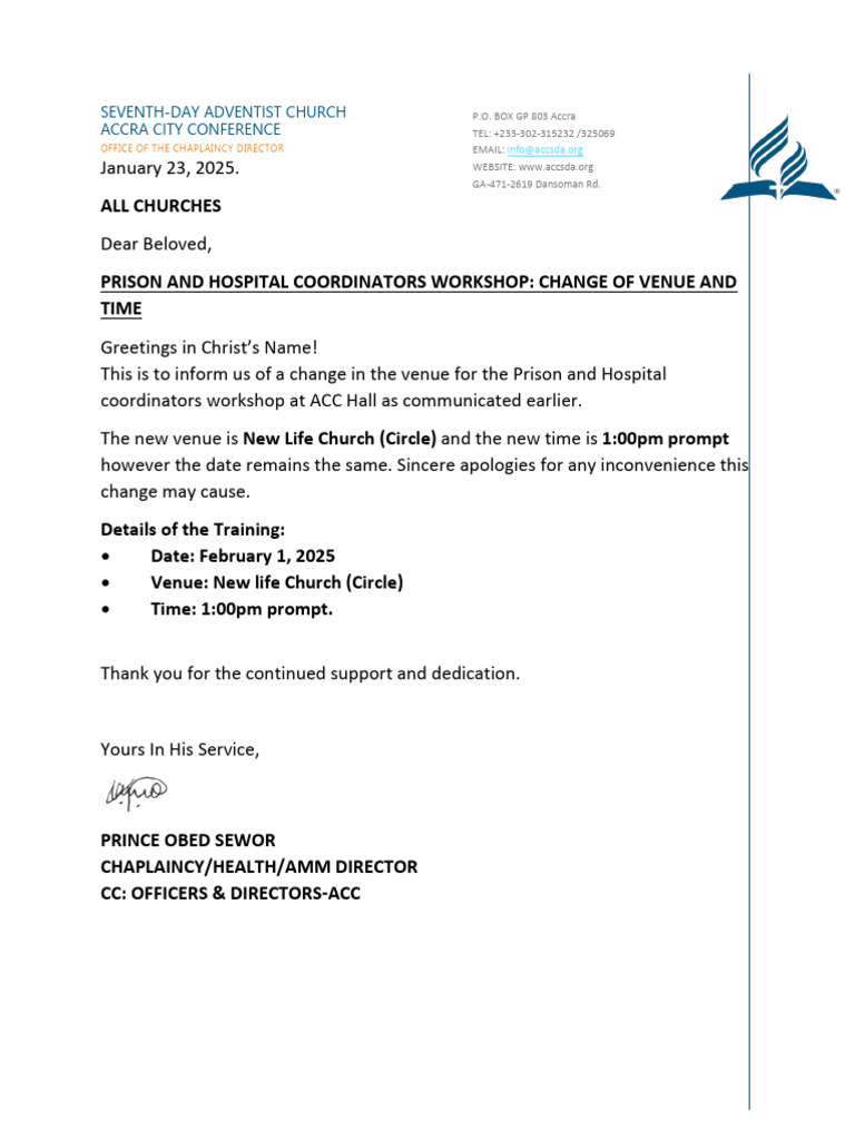 Change of Venue and Time | PDF