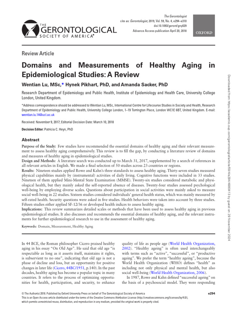 Measurements of Healthy Aging | PDF | Ageing | Well Being