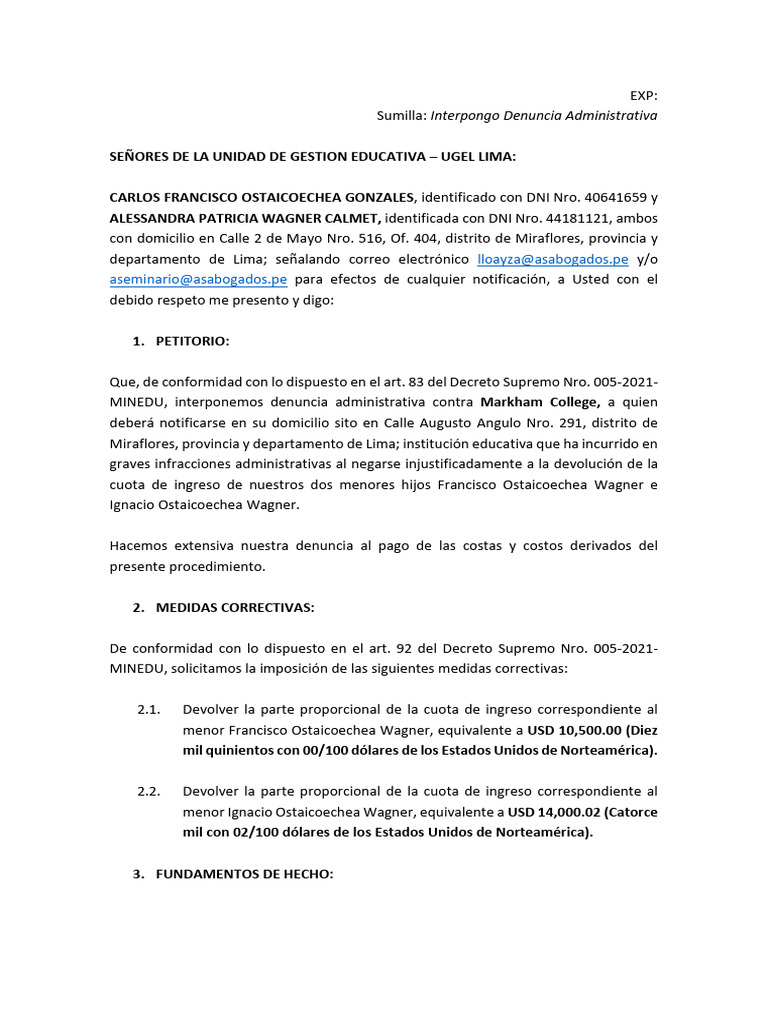 Denuncia Markan Merged | PDF | Constitución | Derecho Constitucional