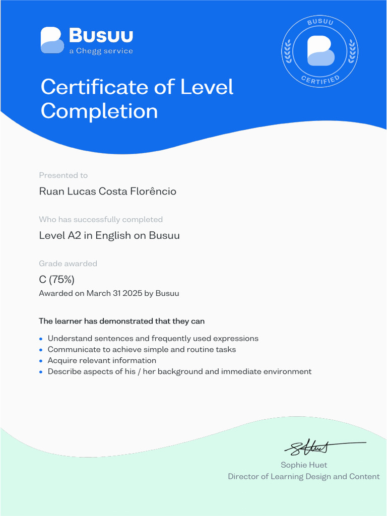 Certificate of Level Certificate of Level Completion Completion | PDF
