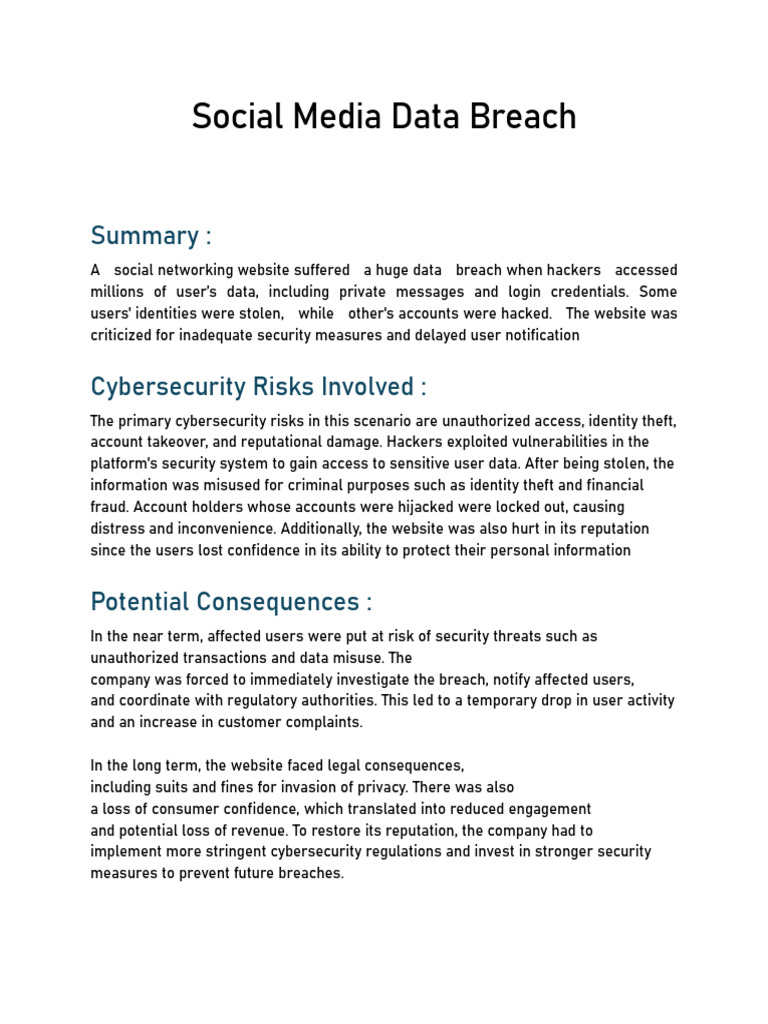Social Media Data Breach Analysis | PDF
