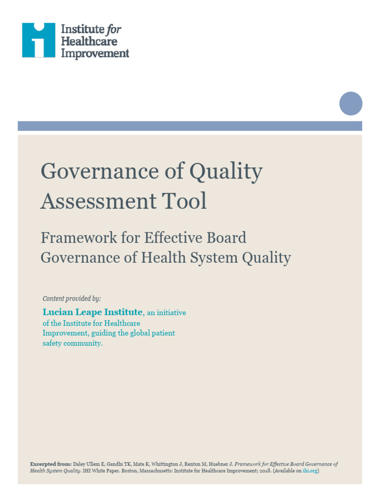 IHI Governance of Quality Assessment | PDF | Governance | Health Care