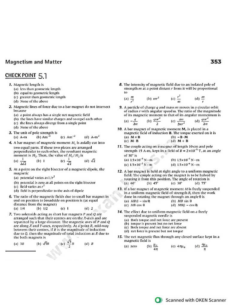 Magnetostatics Practice Set | PDF