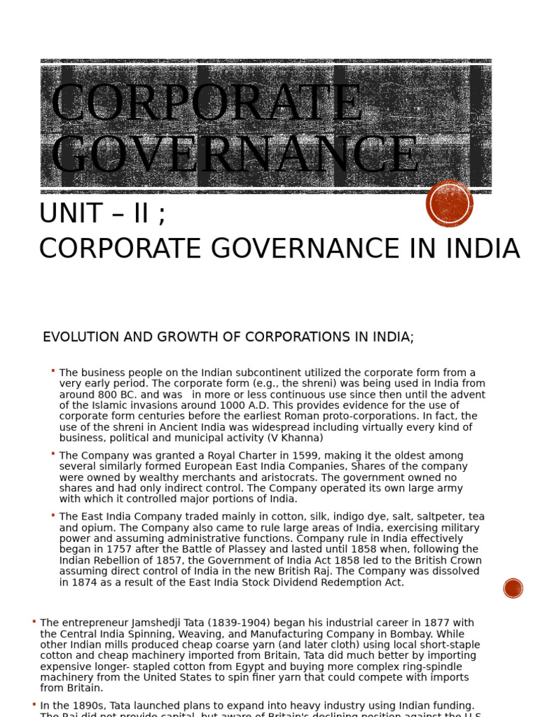 UNIT - 2 Corporate Governance in India | PDF | Governance | Stocks