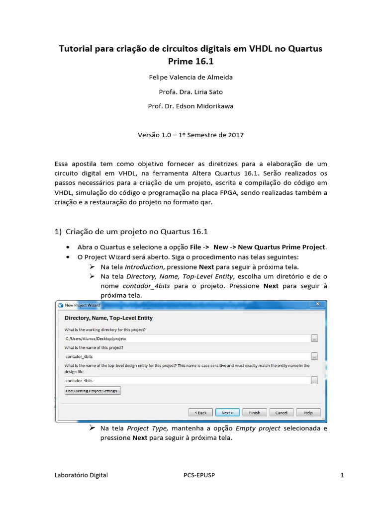 Criando Circuitos Digitais em VHDL no Quartus | PDF | VHDL | Diretório ...