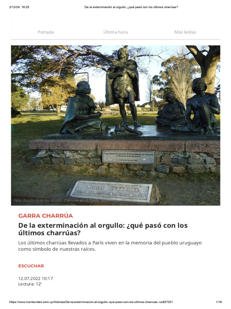 Últimos charrúas: de la exterminación al orgullo | PDF | Uruguay