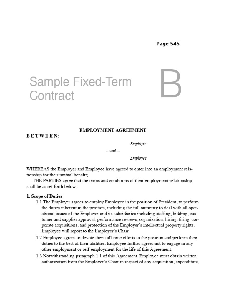 Sample Fixed Term Contract | PDF | Employment | Legal Remedy