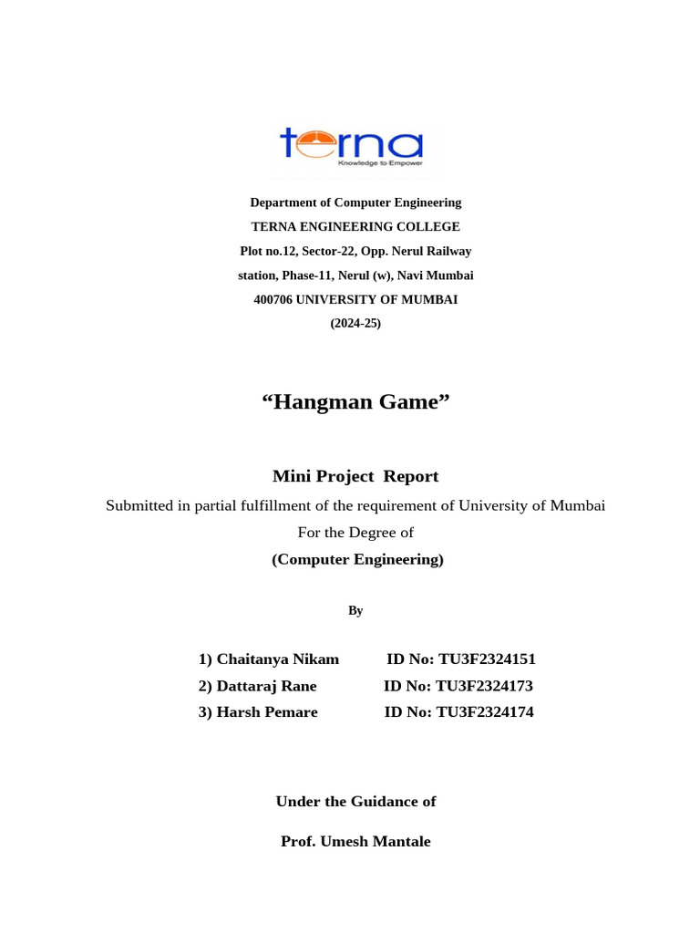 Hangman Game Report | PDF | Computer Programming | Python (Programming Language)