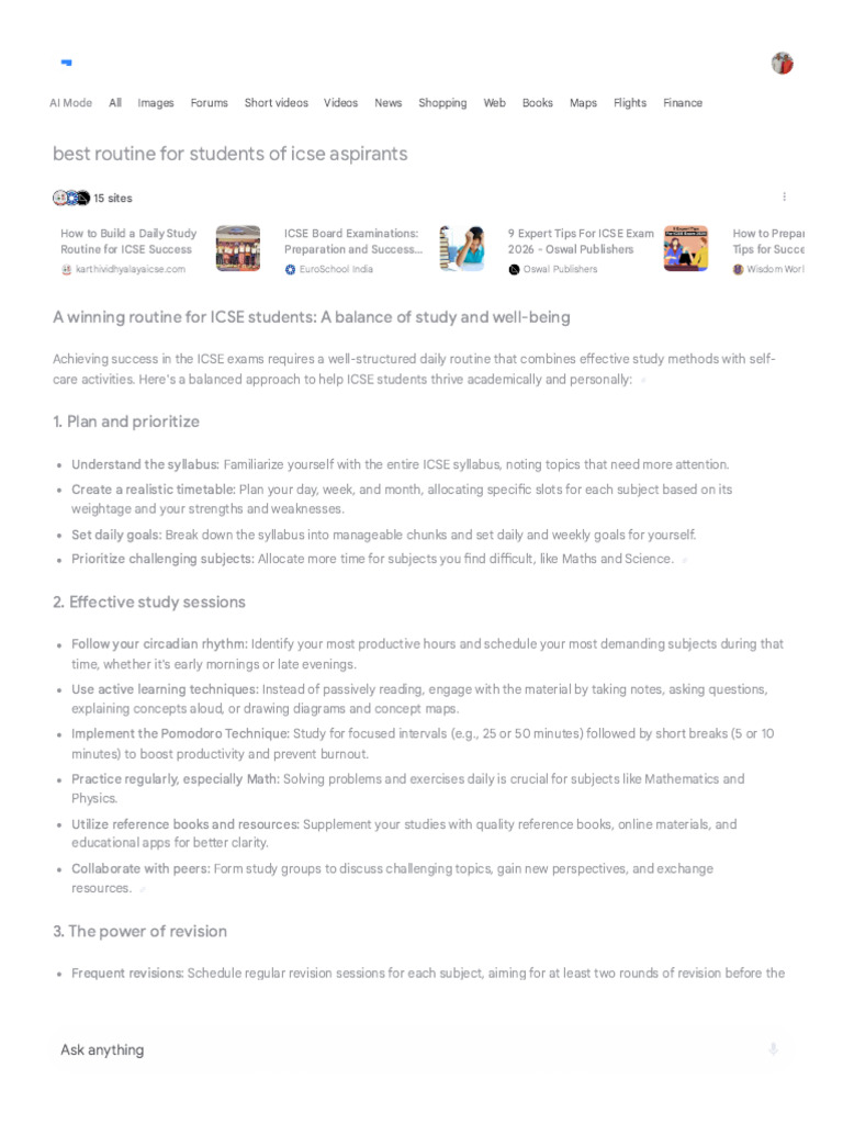 Best Routine For Students of Icse Aspirants - Google Search | PDF ...