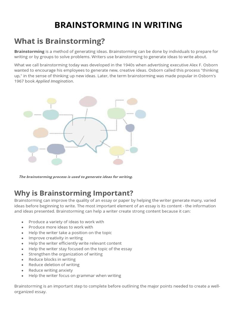 Brainstorming Techniques for Writers | PDF