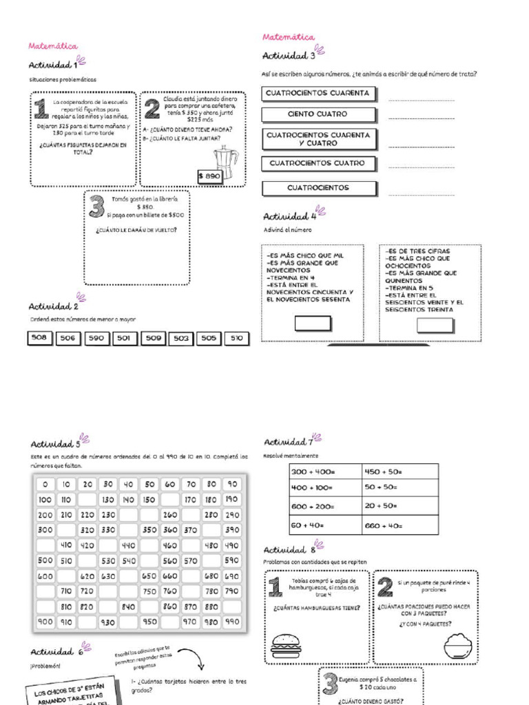 Actividades de Intensificacion 3ro | PDF