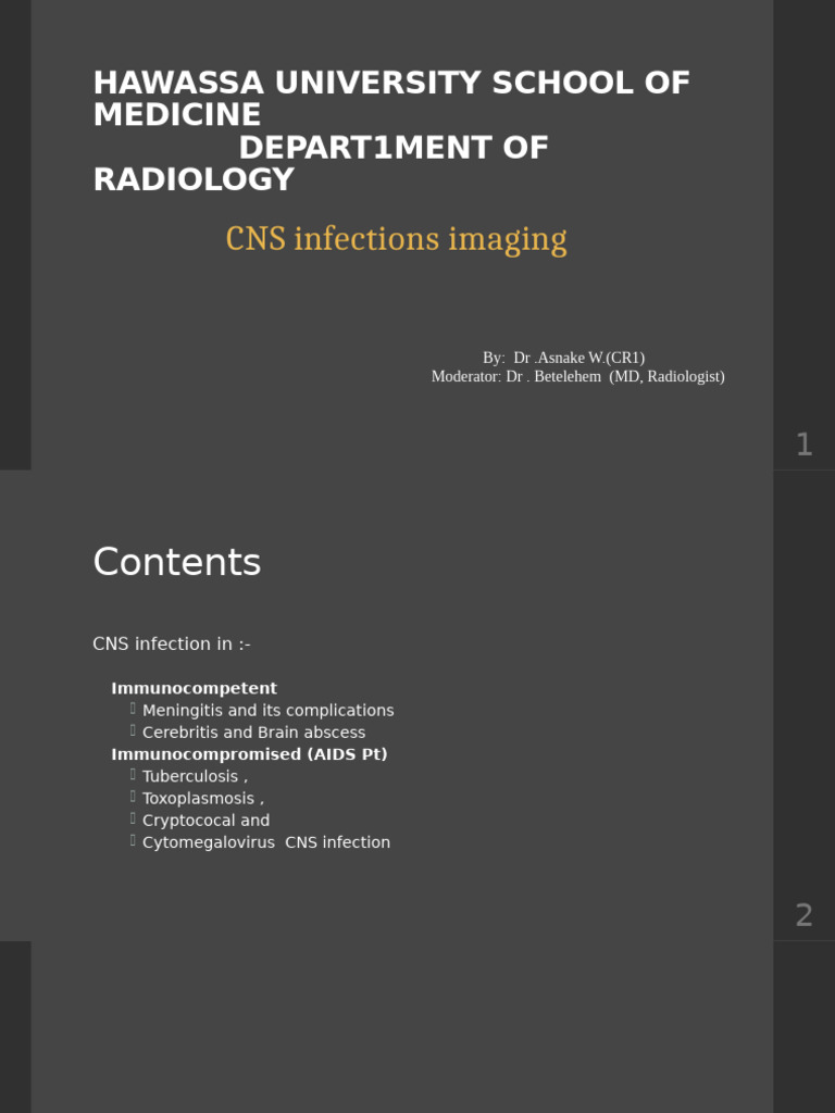 Imaging Apraoch To Pyogenic, Viral, Fungal CNS Infections | PDF ...