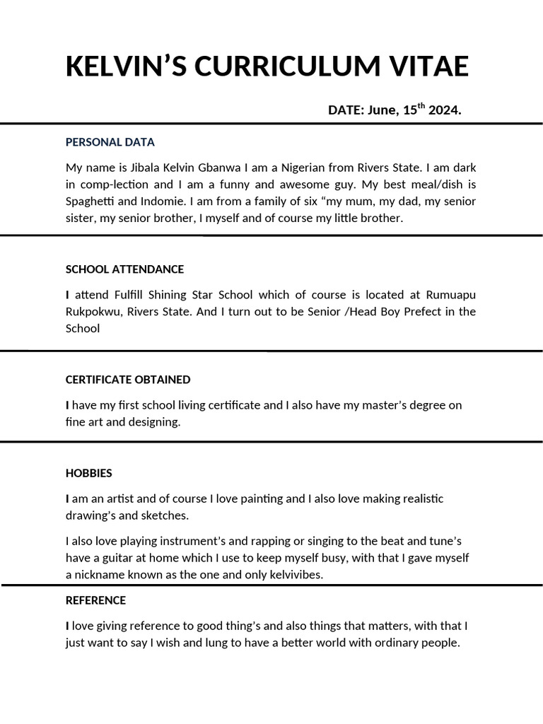 Jibala Kelvin Gbanwa's CV Summary | PDF