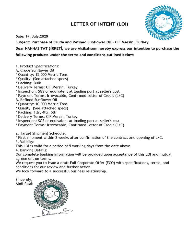 Letter of Intent (Loii) | PDF