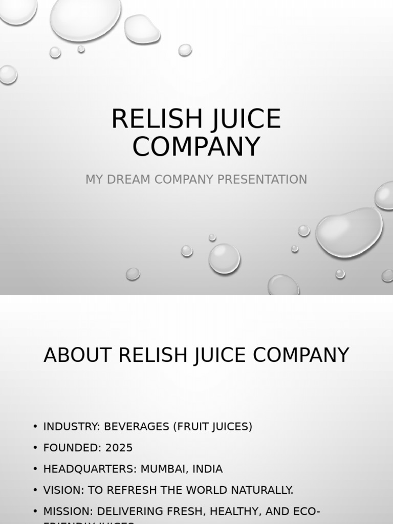 Relish Juice Company Presentation | PDF