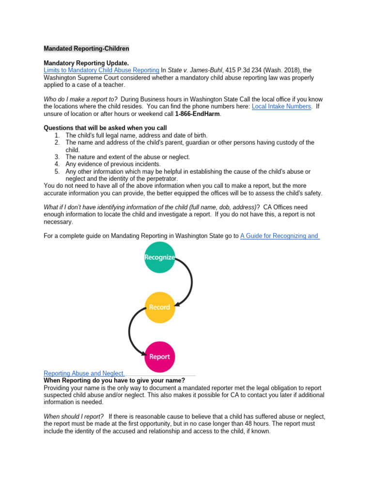 Washington State Mandated Reporting-Children - Adults Updated Dec 2024 ...