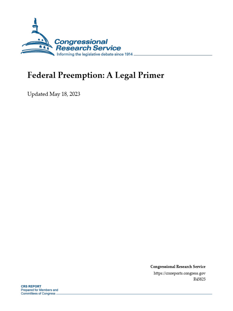 Federal Preemption: A Legal Primer: Updated May 18, 2023 | PDF ...