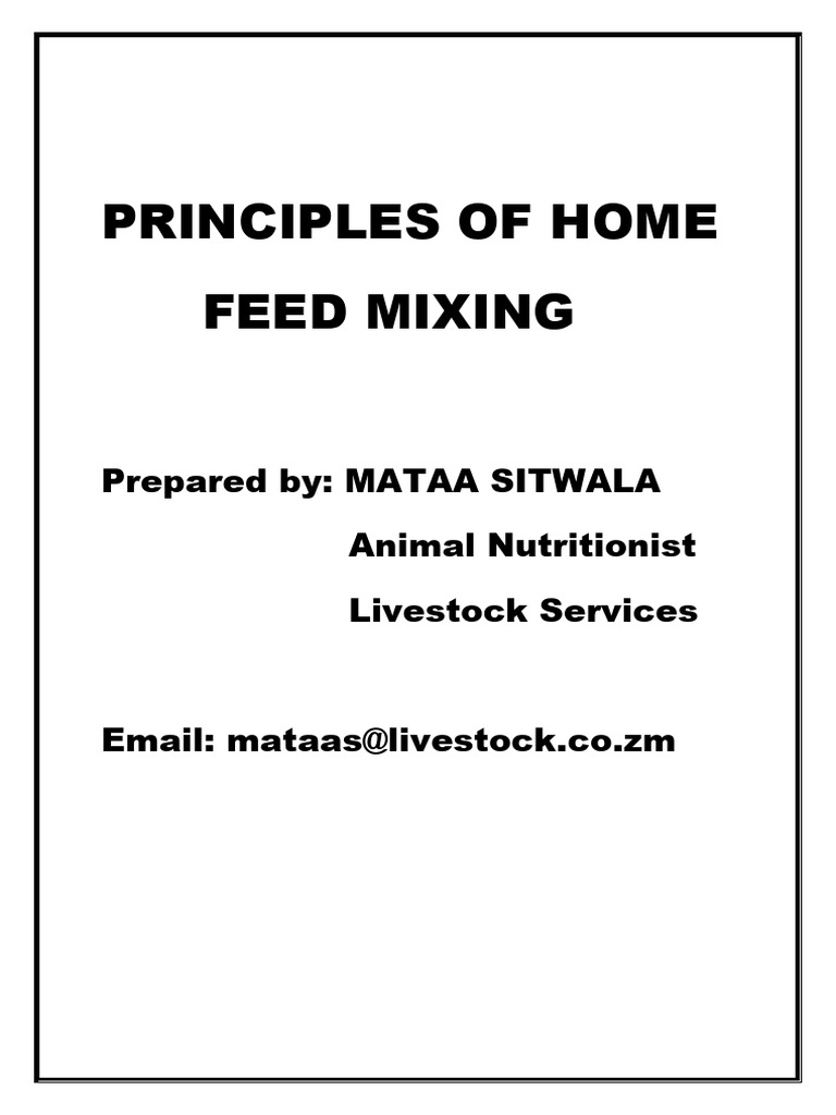 Home Feed Mixing Principles for Farmers | PDF | Nutrition | Diet ...