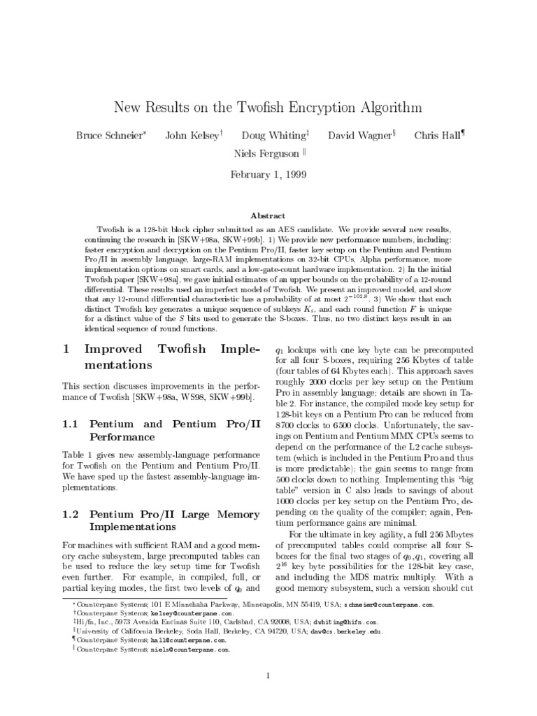 New Results On The Twofish Encryption Algorithm | PDF | Random Access ...