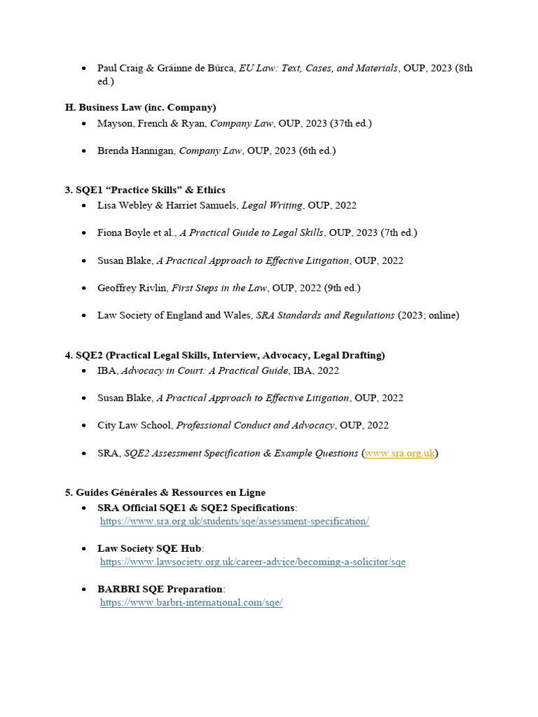 SQE and FE-1 Law Bar Exam | PDF