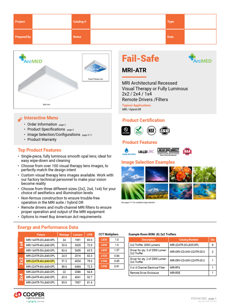 Fail Safe MRI ATR Spec Sheet | PDF | Lighting | Light