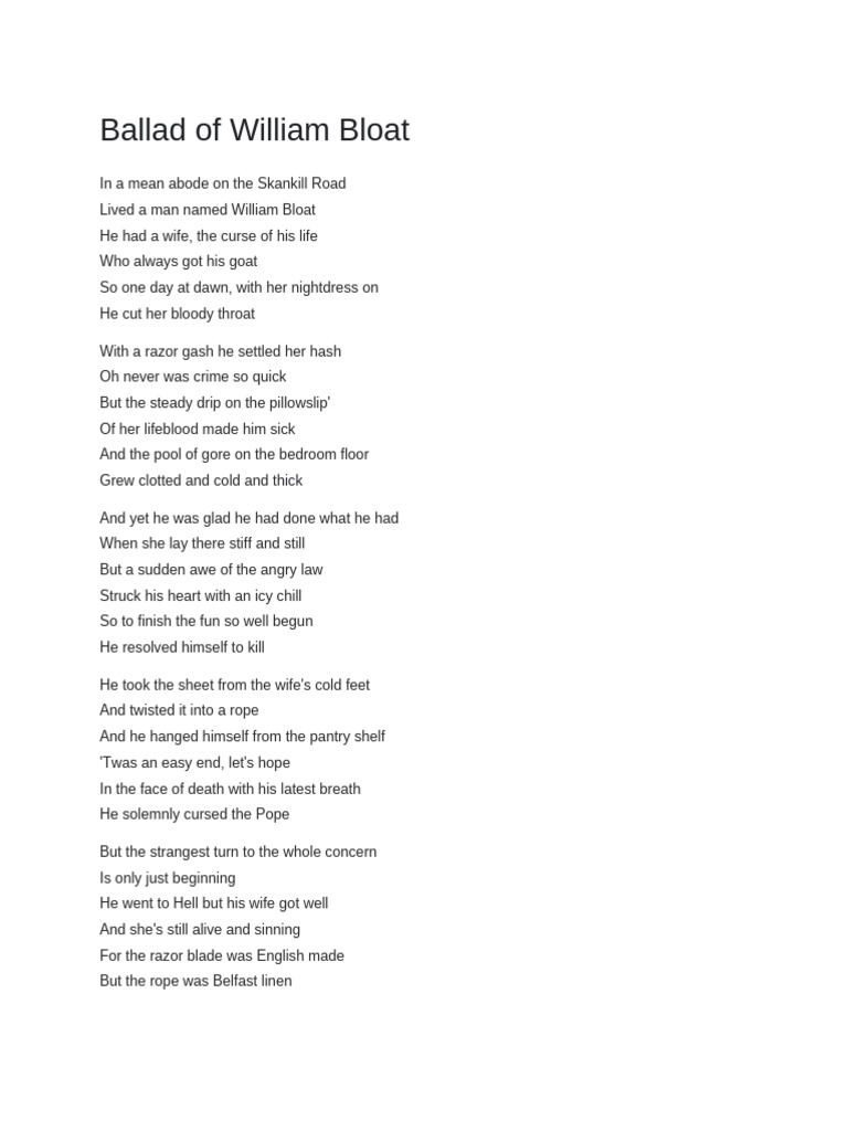 Ballad of William Bloat | PDF
