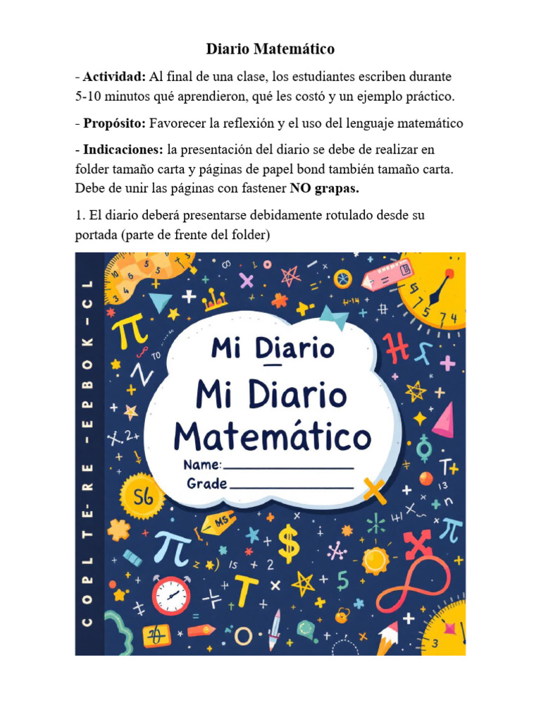 Carátula para Diario Matemático 2025 | PDF
