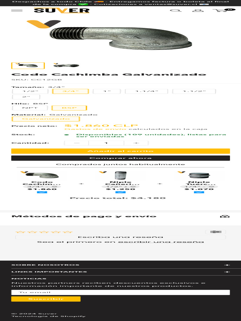 Codo Cachimba Galvanizado Disponible 34 BSP Galvanizado Suver | PDF