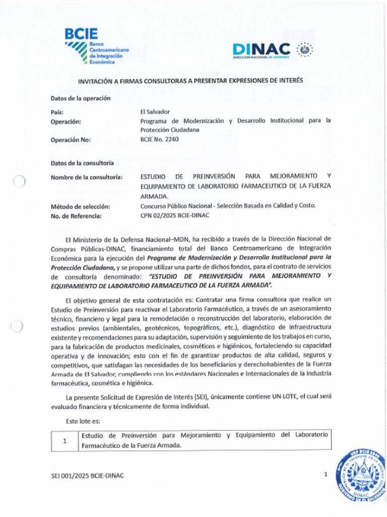 Solicitud de Expresion de Interes Laboratorio Fa | PDF