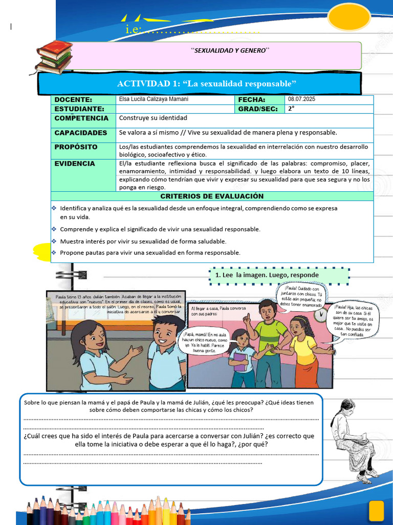 Ficha de Actividad S1 (U3) (2° Grado) - DPCC LA SEXUALIDAD-2 | PDF | La sexualidad humana ...