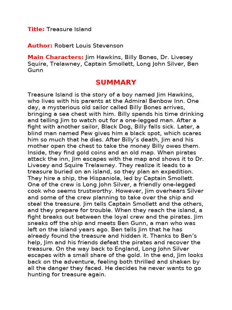 Treasure Island Summary | PDF