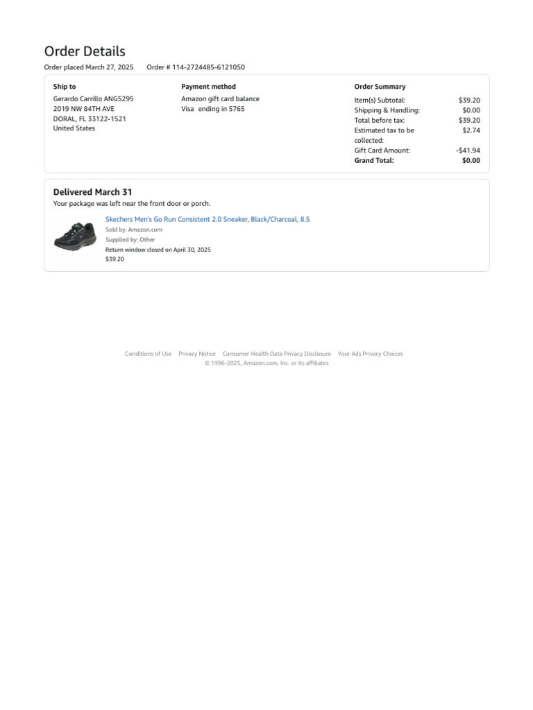 Amazon Order Confirmation Details | PDF
