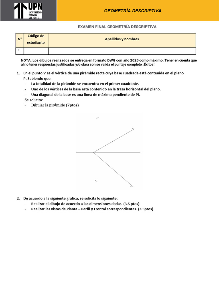 Examen Final Geometria Descriptiva | PDF