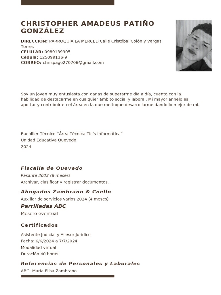 Currículum Christopher Foto | PDF