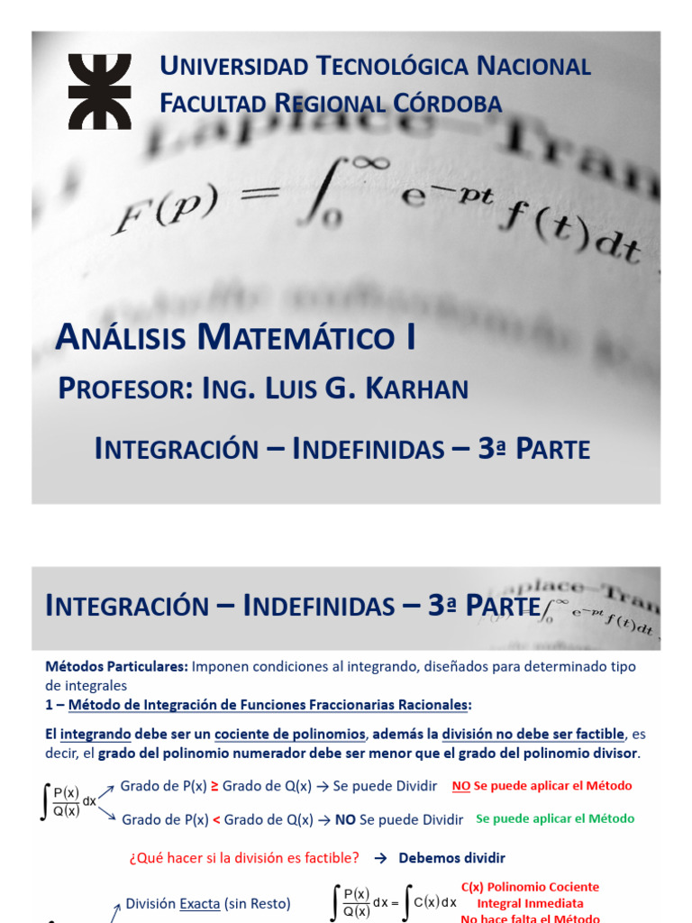 17º Clase Integración - Indefinidas 3 Parte | PDF | División (Matemáticas) | Integral