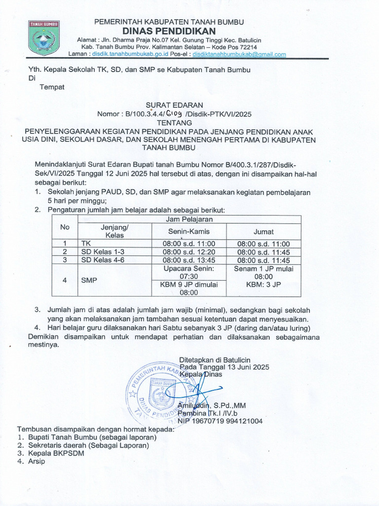 SE Kadisdik - 5 Hari Sekolah | PDF