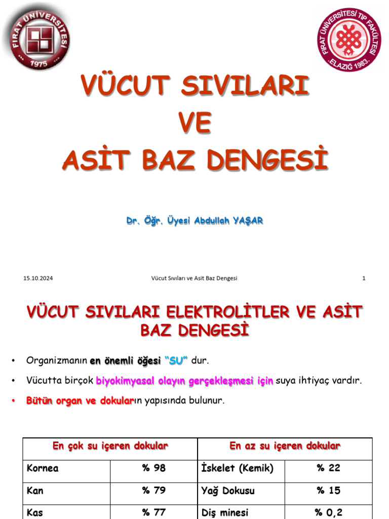 Vücut Sıvıları Asit Baz Dengesi | PDF